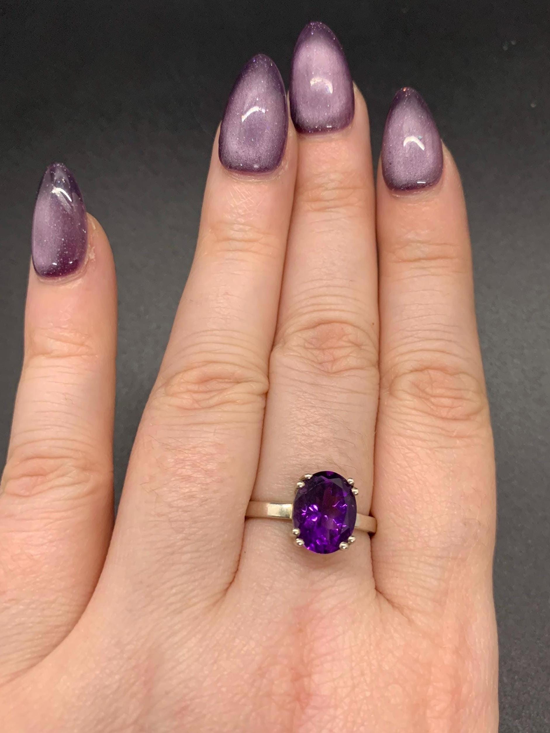 High Quality Amethyst .925 Sterling Silver Sized Ring- Size 7.5 - Etsy