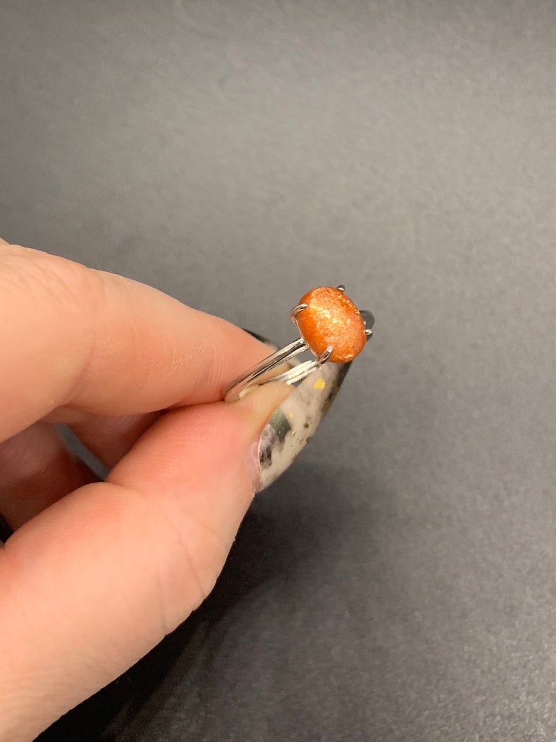 Sunstone .925 Sterling Silver Adjustable Ring - Etsy