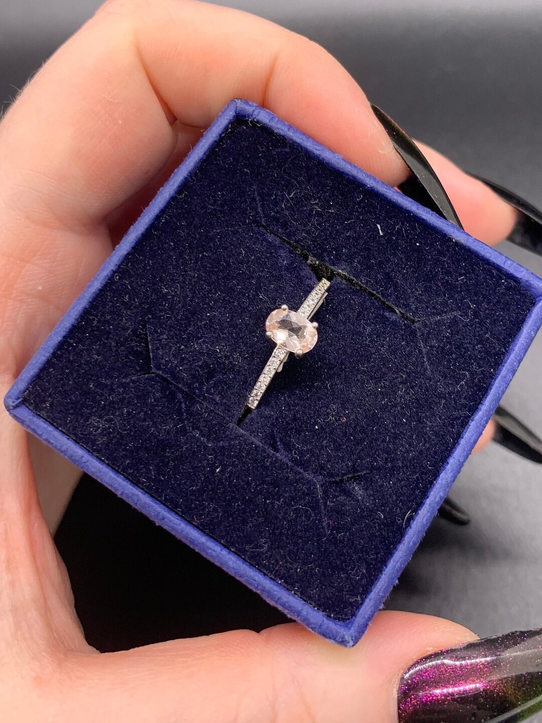 High Quality Morganite and Clear Quartz .925 Sterling Silver Adjustable ...