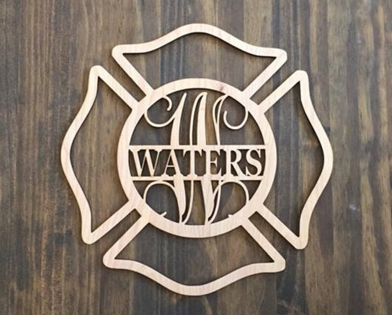 12 Wood Maltese Cross Firefighter Fireman Monogram Laser | Etsy