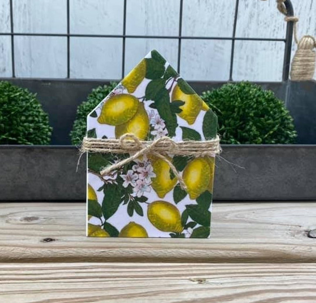 Mini 5x3.5" Lemon Wood House Jute Simple Shelf Sitter Sign Handmade ...