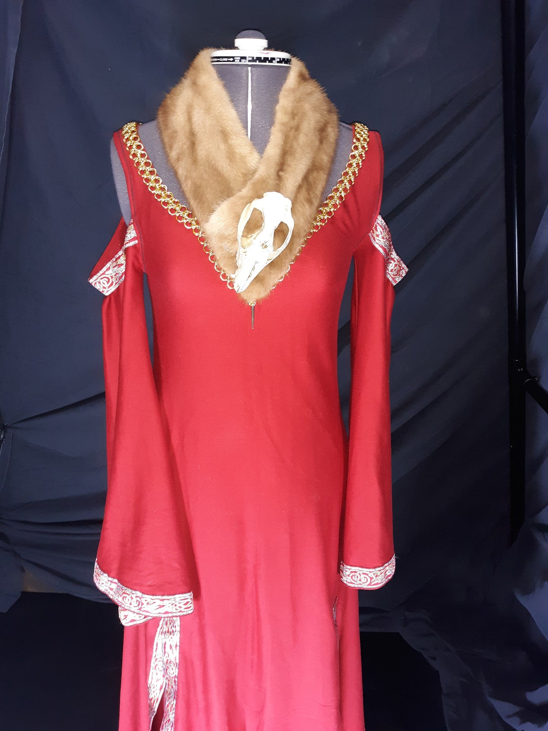 Fantasy Priestess Dress: Recycled Mink Wrap & Possum Skull Pin - Etsy