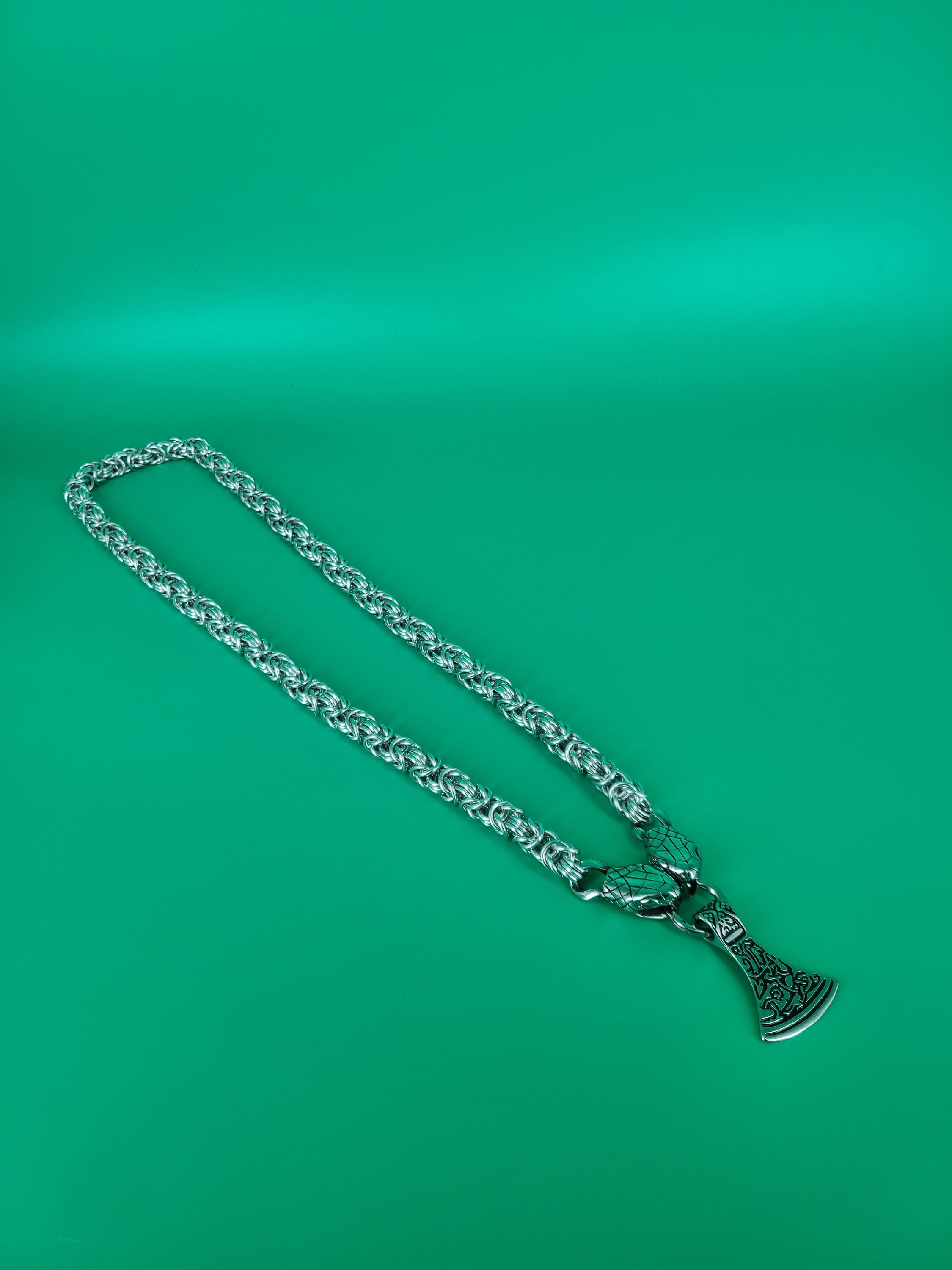 Snake's Head Byzantine King's Chain With Viking Axe Head Charm - Etsy