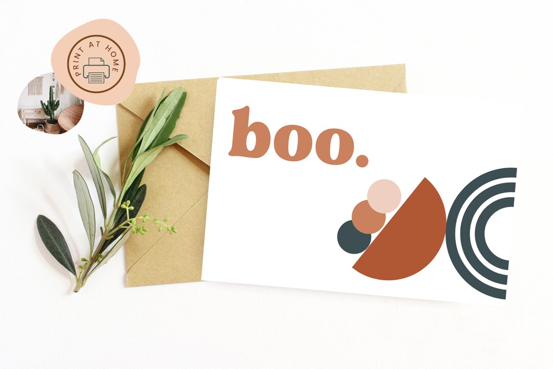 Printable Greeting Card: Boo. Instant Download, Boho Print, Sympathy ...