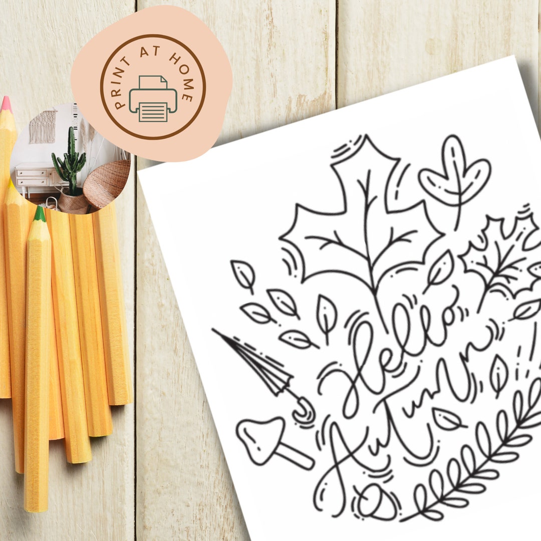Hello Fall Autumn Coloring Sheets Printable Adult Coloring Pages ...
