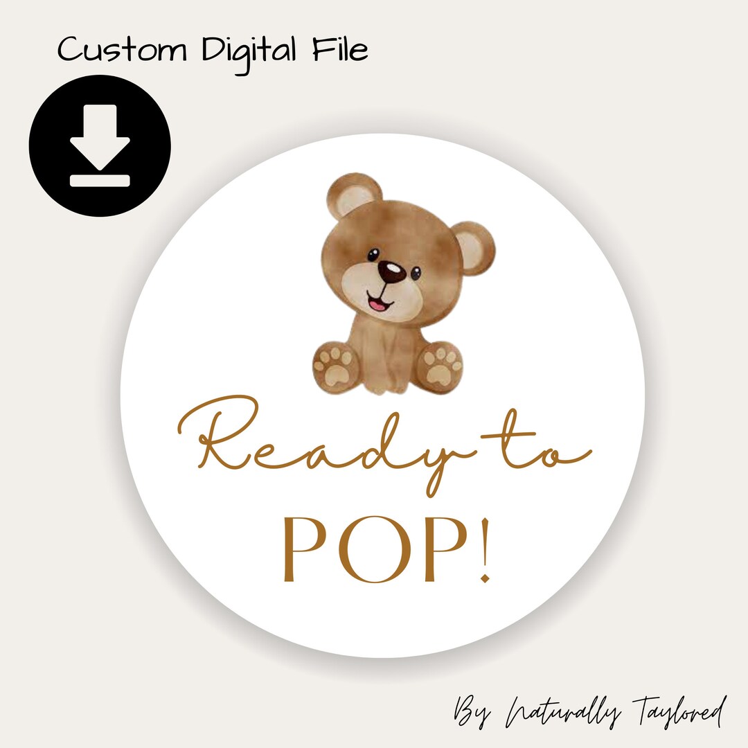 Ready to Pop Stickers, Teddy Bear Popcorn Labels, Baby Shower Popcorn ...