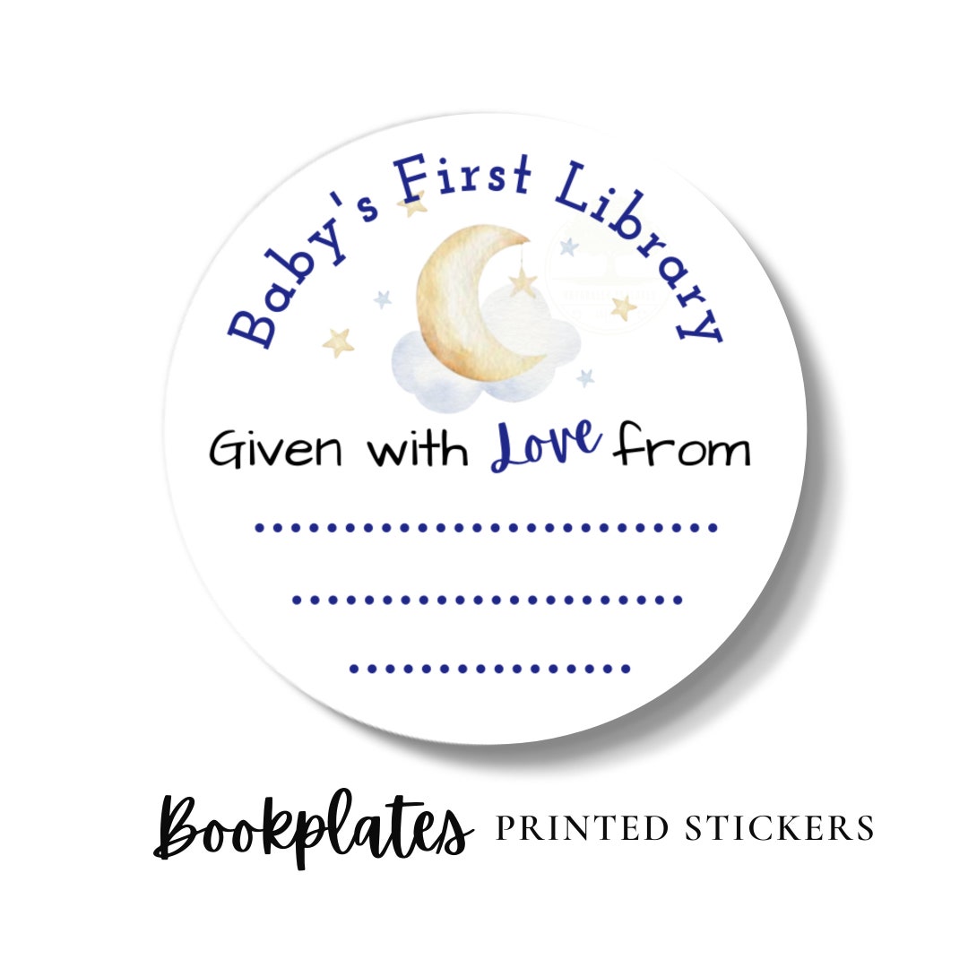 L1, Baby's First Library Stickers, Over the Moon Baby Shower, Book ...