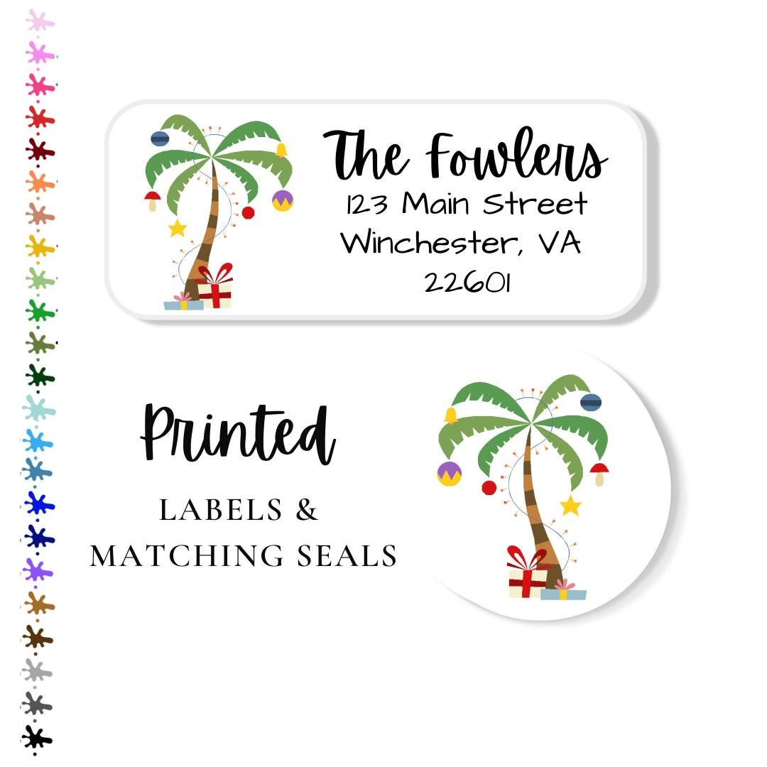 A27 Christmas Palm Tree Address Labels Christmas Palm Tree - Etsy