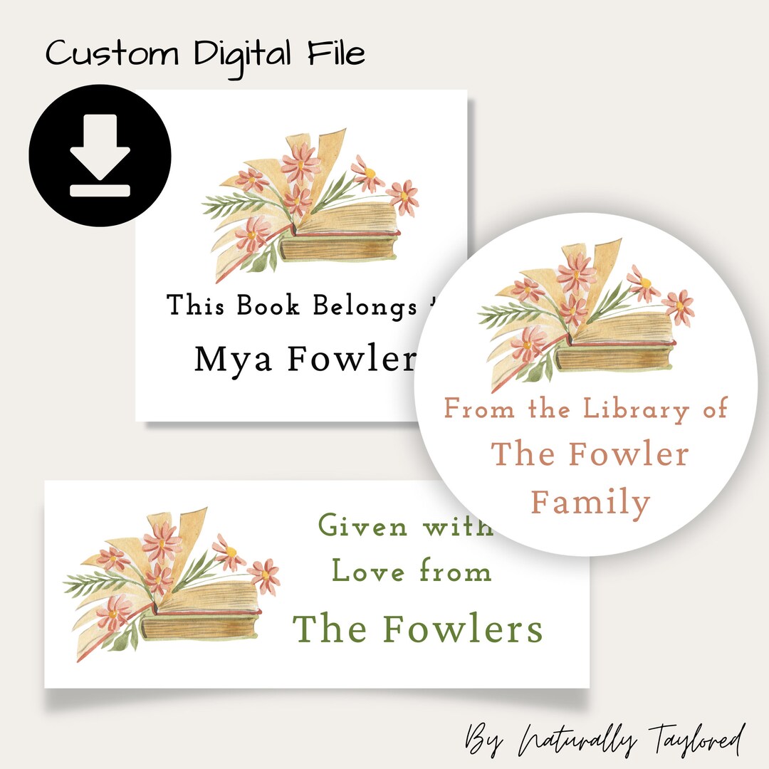 This Book Belongs to Labels, Floral Teacher Book Labels, Digital Book ...