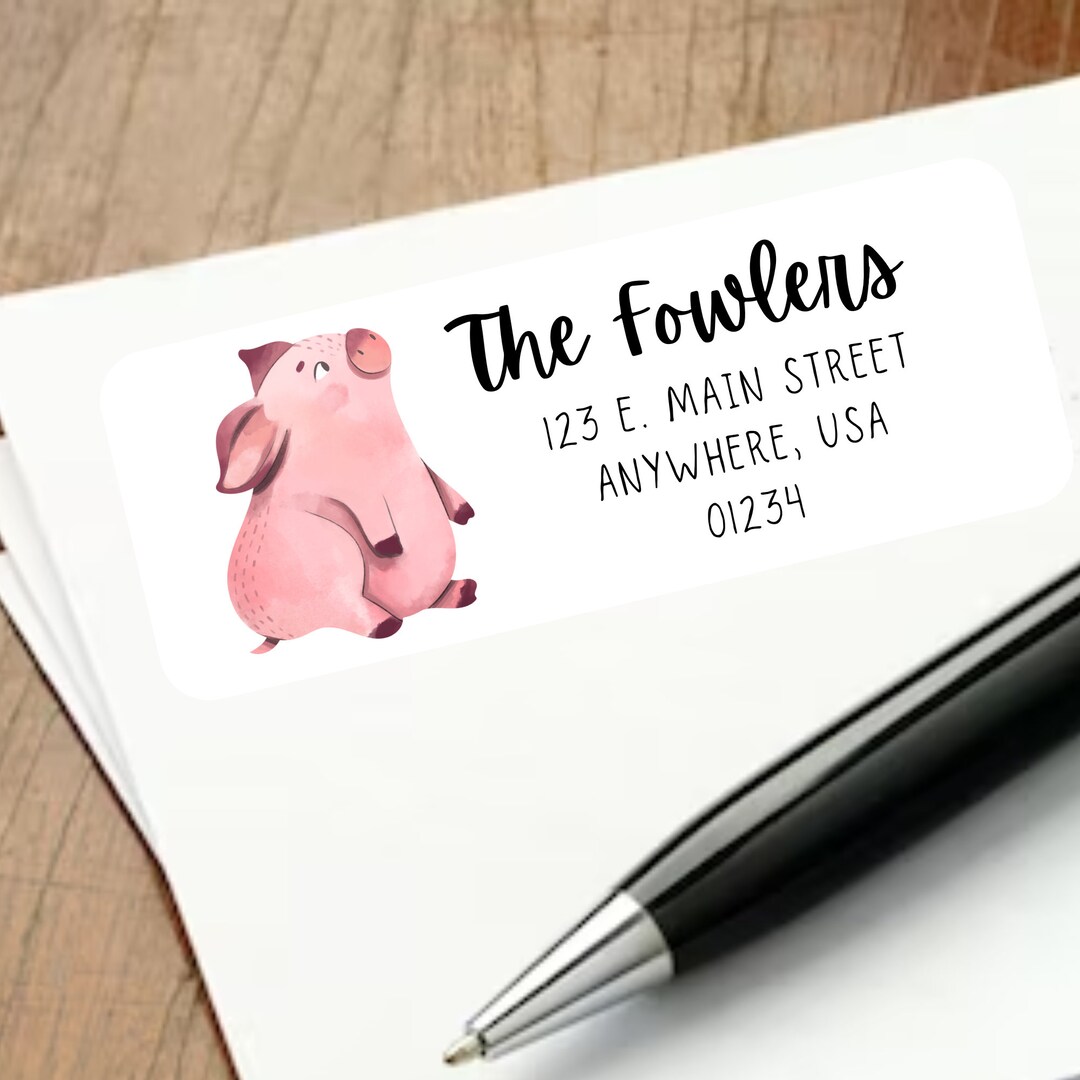Pig Address Labels, Watercolor Pig Address Labels, Baby Shower Return ...