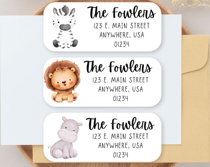 Safari Return Address Labels Printed Safari Baby Shower Return Address ...