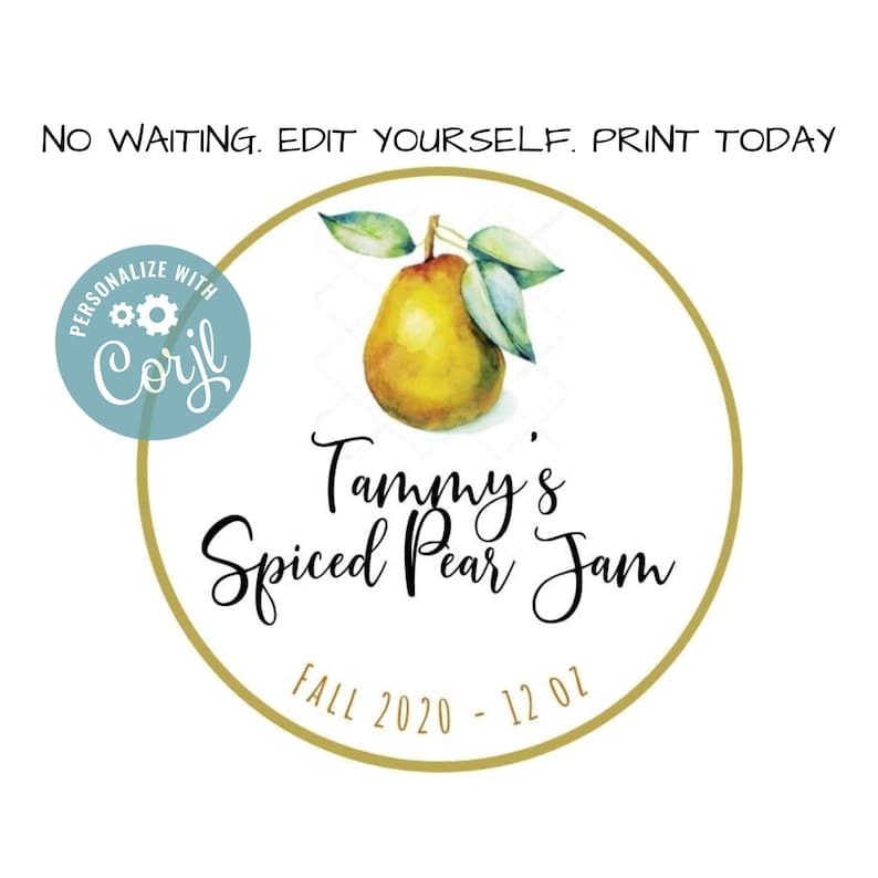 Instant Editable PDF Pear Labels Canning Jar Labels Canning - Etsy