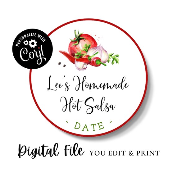 A01 Instant Editable PDF Salsa Labels Canning Jar Labels - Etsy