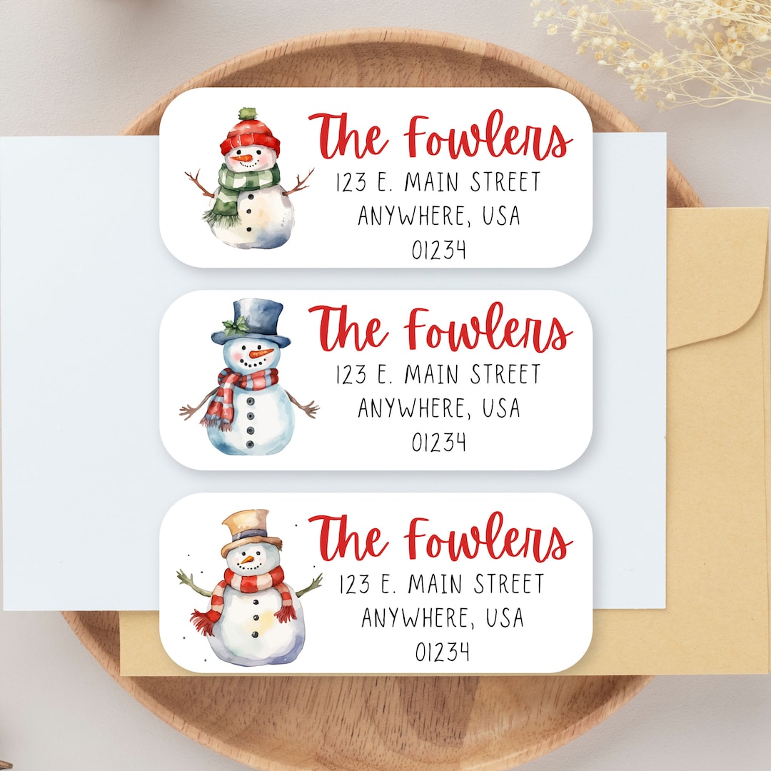 Snowman Christmas Label Set, Christmas Return Address Labels, Snowman ...