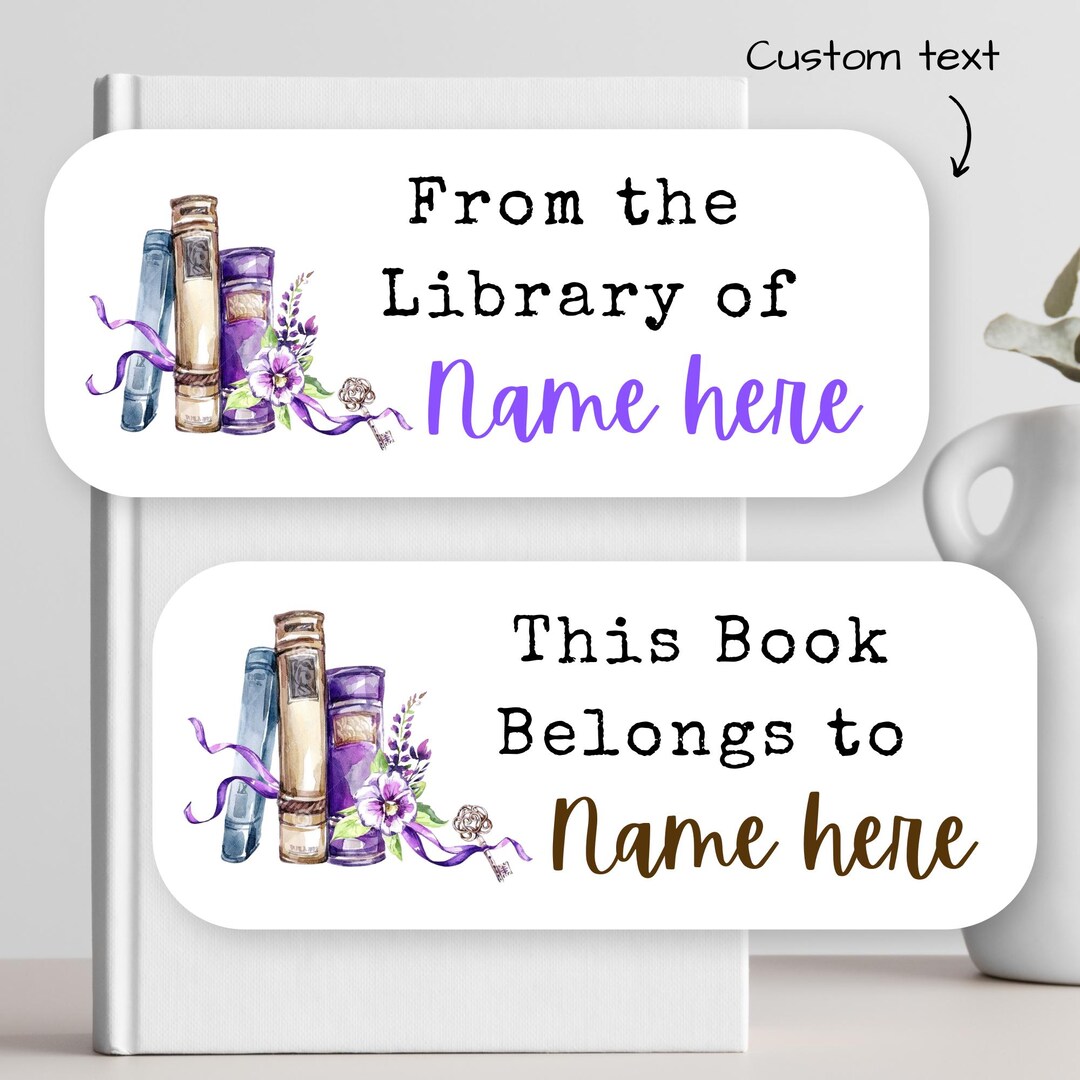60 Book Labels, Labels for Books, Floral Bookplate, This Book Belongs ...