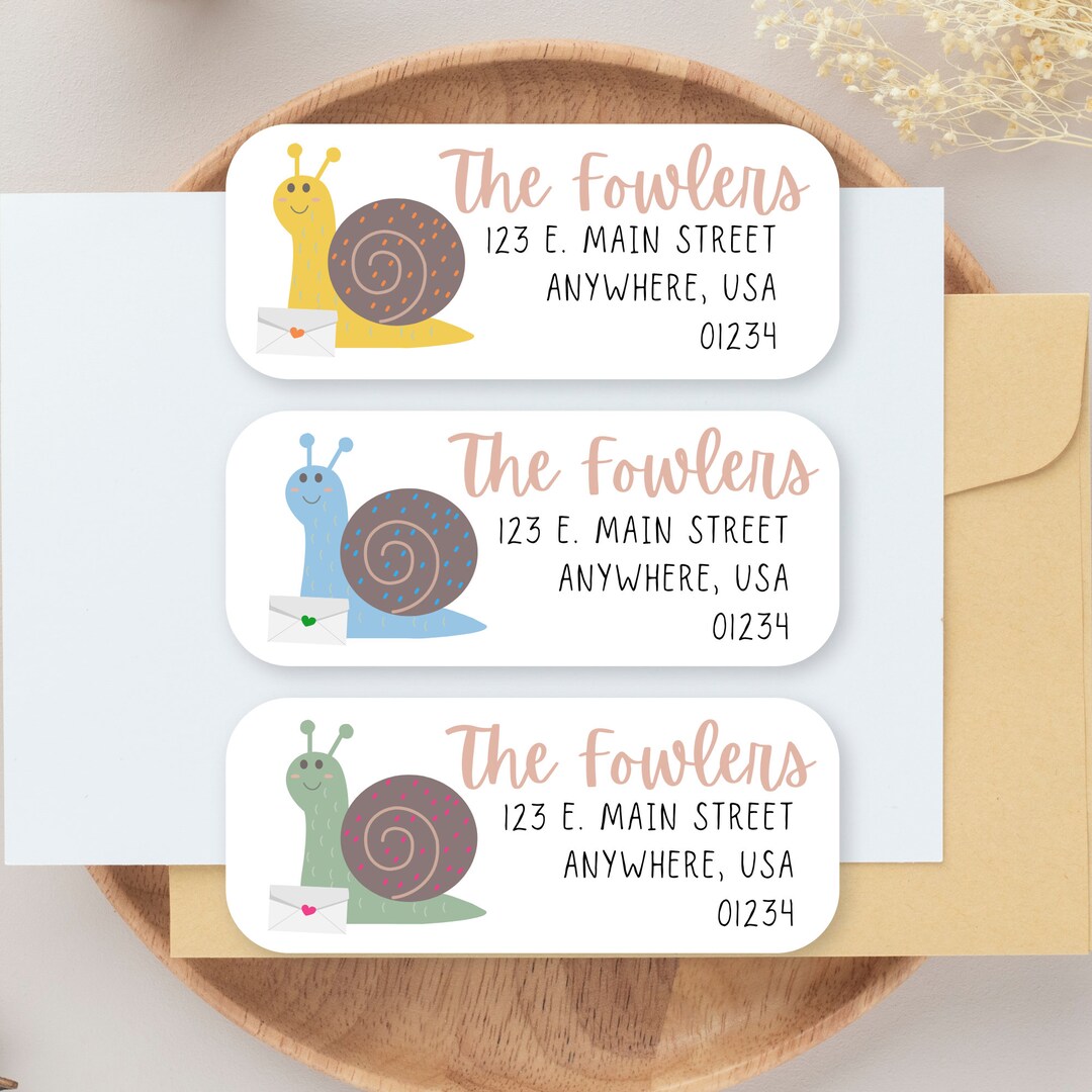 Address Label Set, Snail Mail Return Address Stickers, Snail Mail ...
