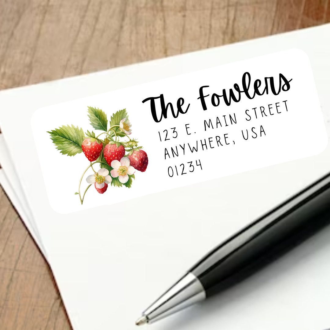 Strawberry Address Labels, Vintage Strawberry Return Address Labels ...