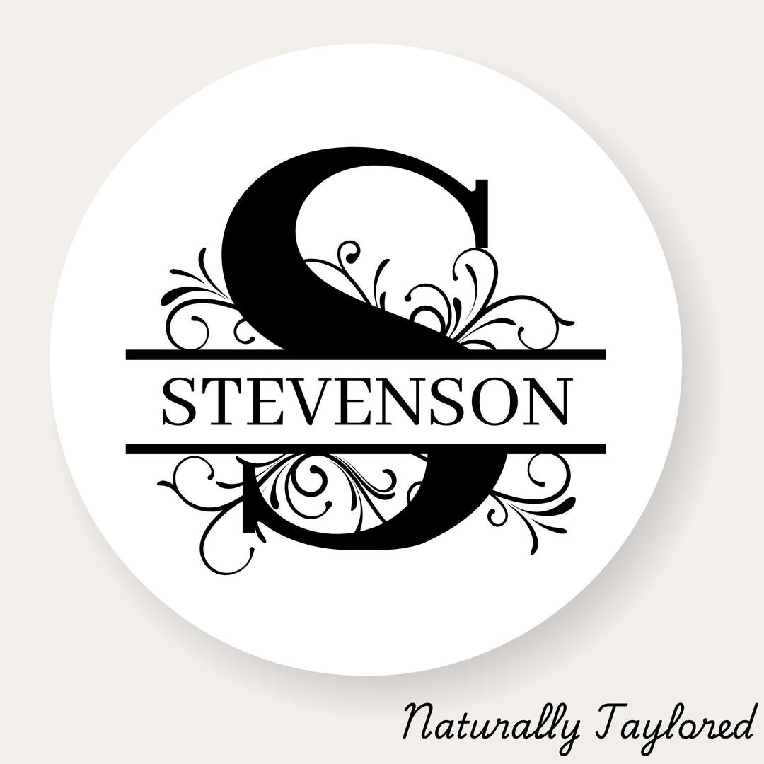 Monogram Envelope Sticker, Name Envelope Seal Sticker, Flower Inital ...