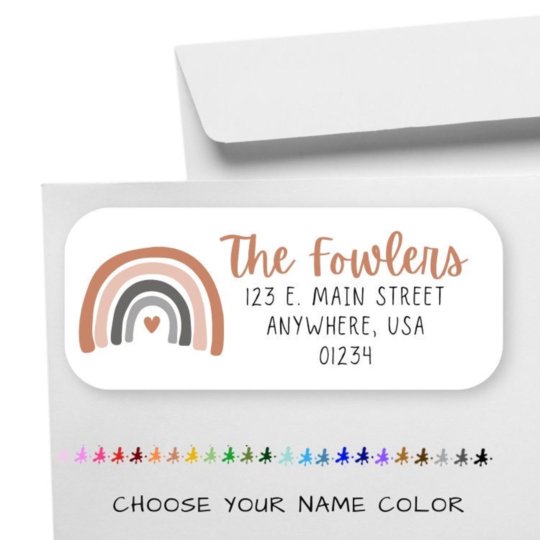 60 Neutral Boho Rainbow Address Labels, Baby Shower Return Address ...
