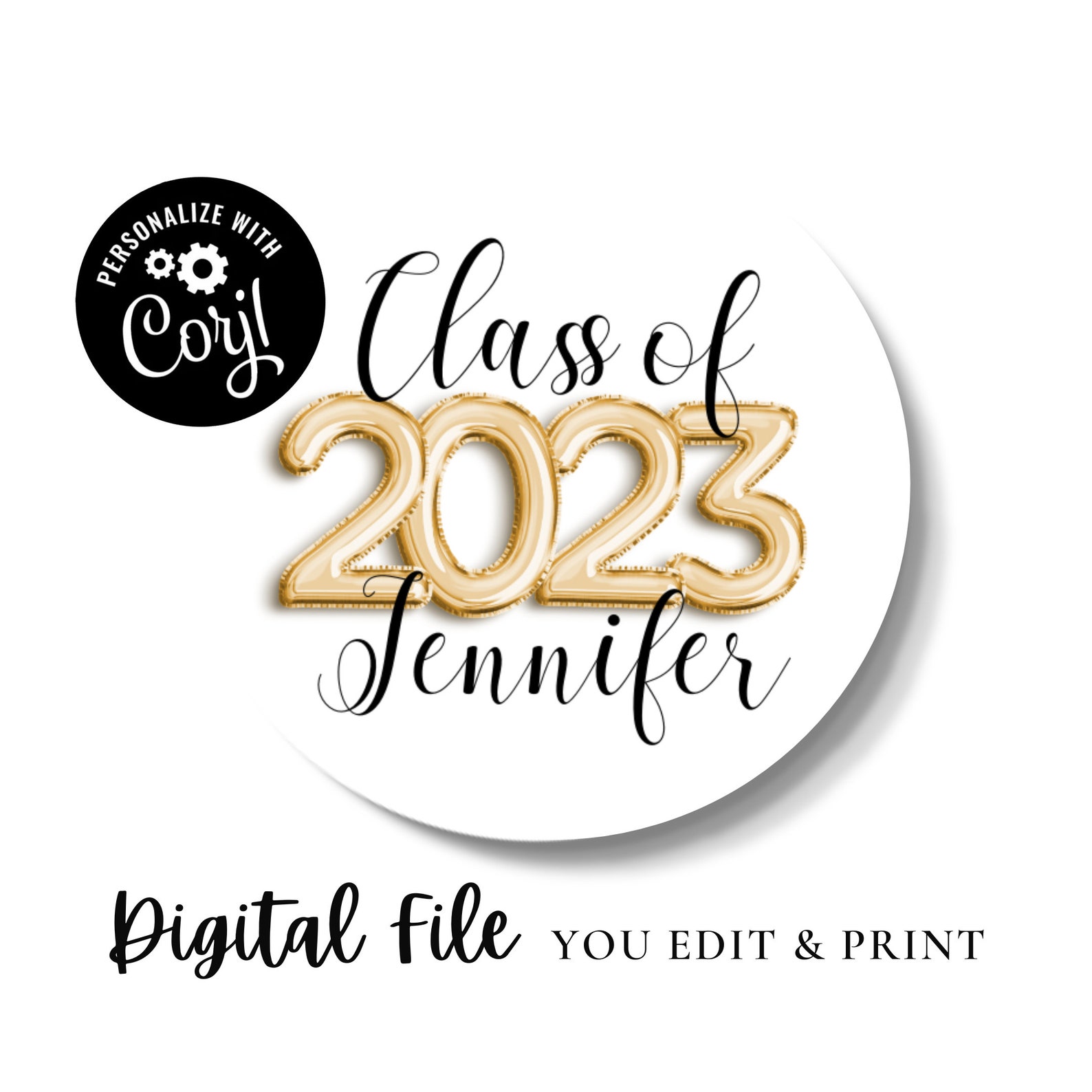 C29 Instant Editable PDF Class of 2023 Stickers Graduation - Etsy