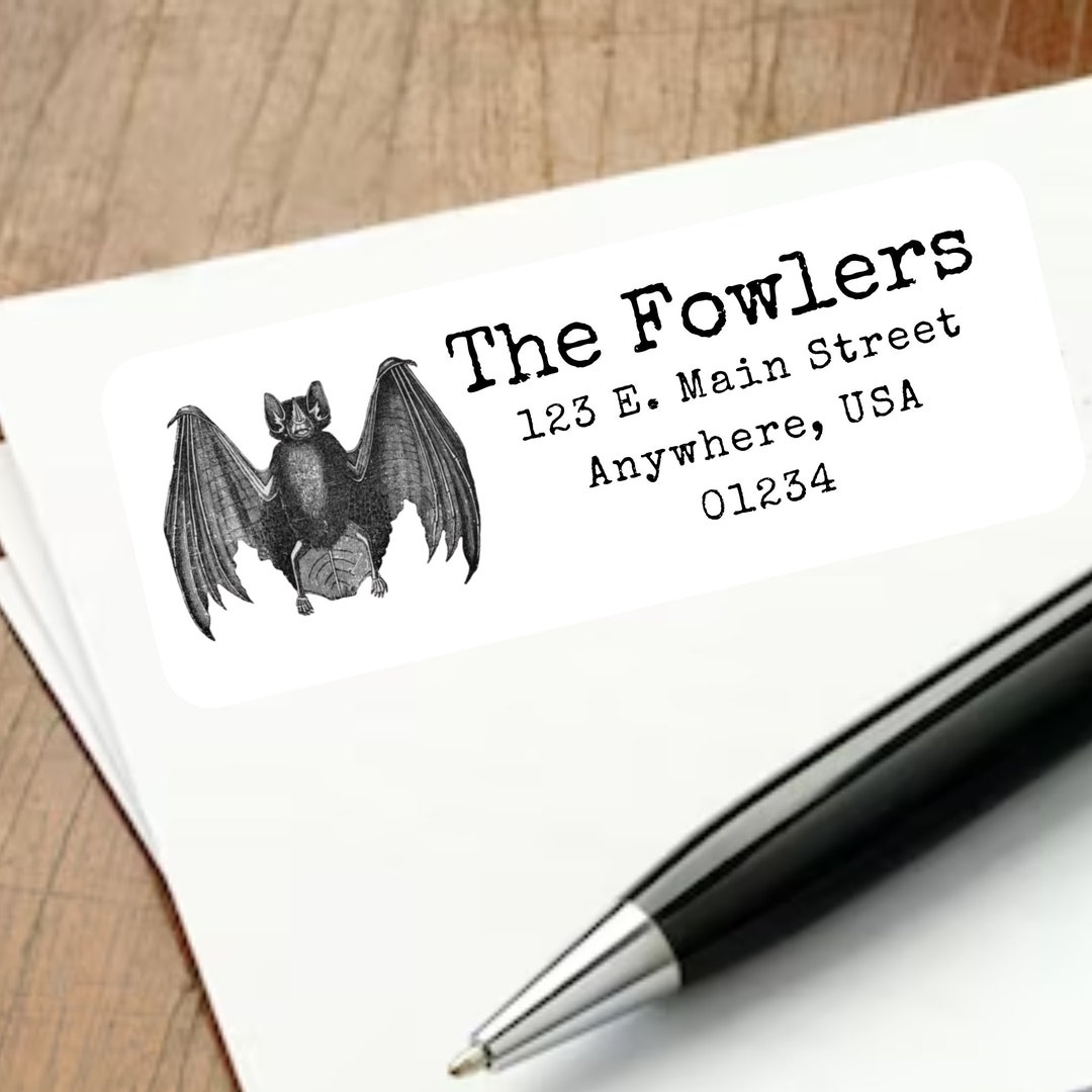 Bat Address Labels, Bat Return Address Labels, Vintage Bat Mailing ...