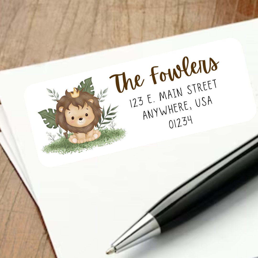 Jungle Safari Lion Address Labels, Baby Shower Return Address Stickers ...