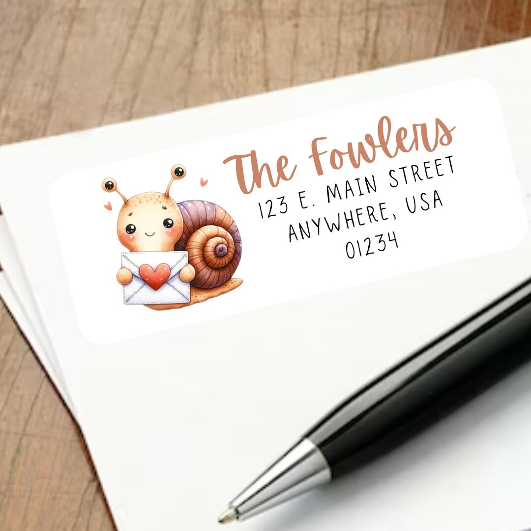 Snail Address Labels, Kawaii Snail Mail Return Address Stickers, Cute ...