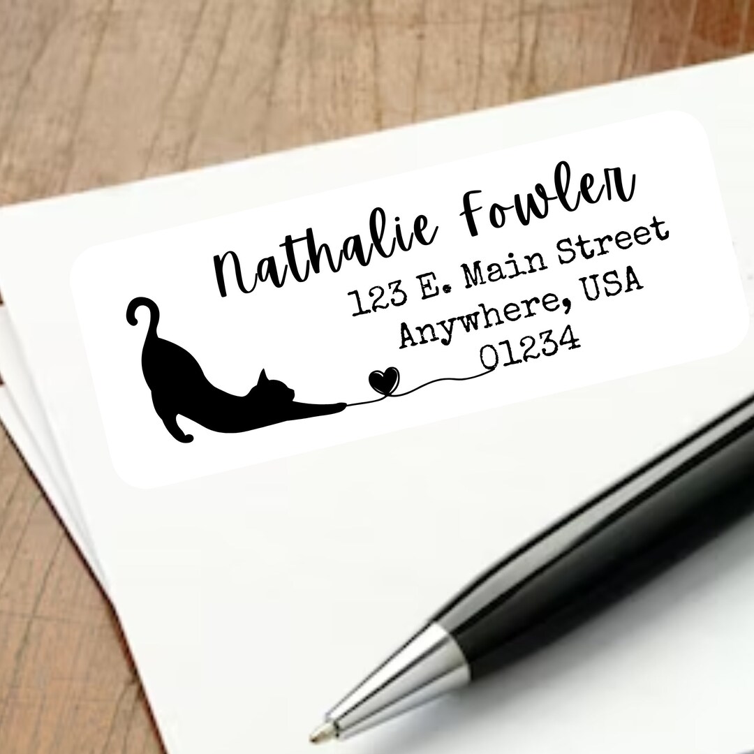 60 Cat Address Labels, Cat Return Mail Address Labels, Cat Mailing ...