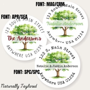 40 Tree Address Label Set, Watercolor Tree Return Address Stickers ...