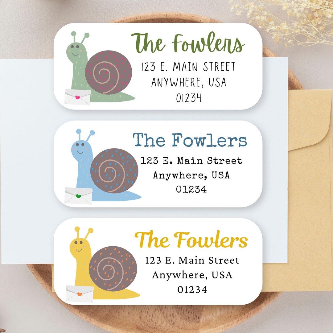 Address Label Set, Snail Mail Return Address Stickers, Snail Mail ...