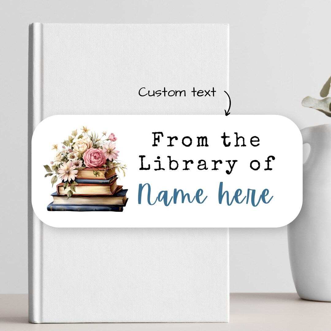 From the Library of Stickers, Pink Floral Vintage Books Label, This ...