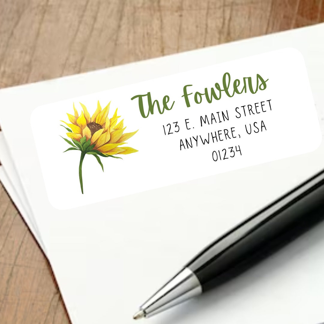 Sunflower Address Labels, Simple Sunflower Return Address Label ...