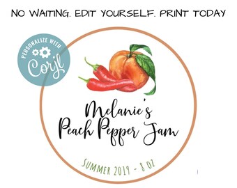 Peach Pepper Jam Labels - Etsy