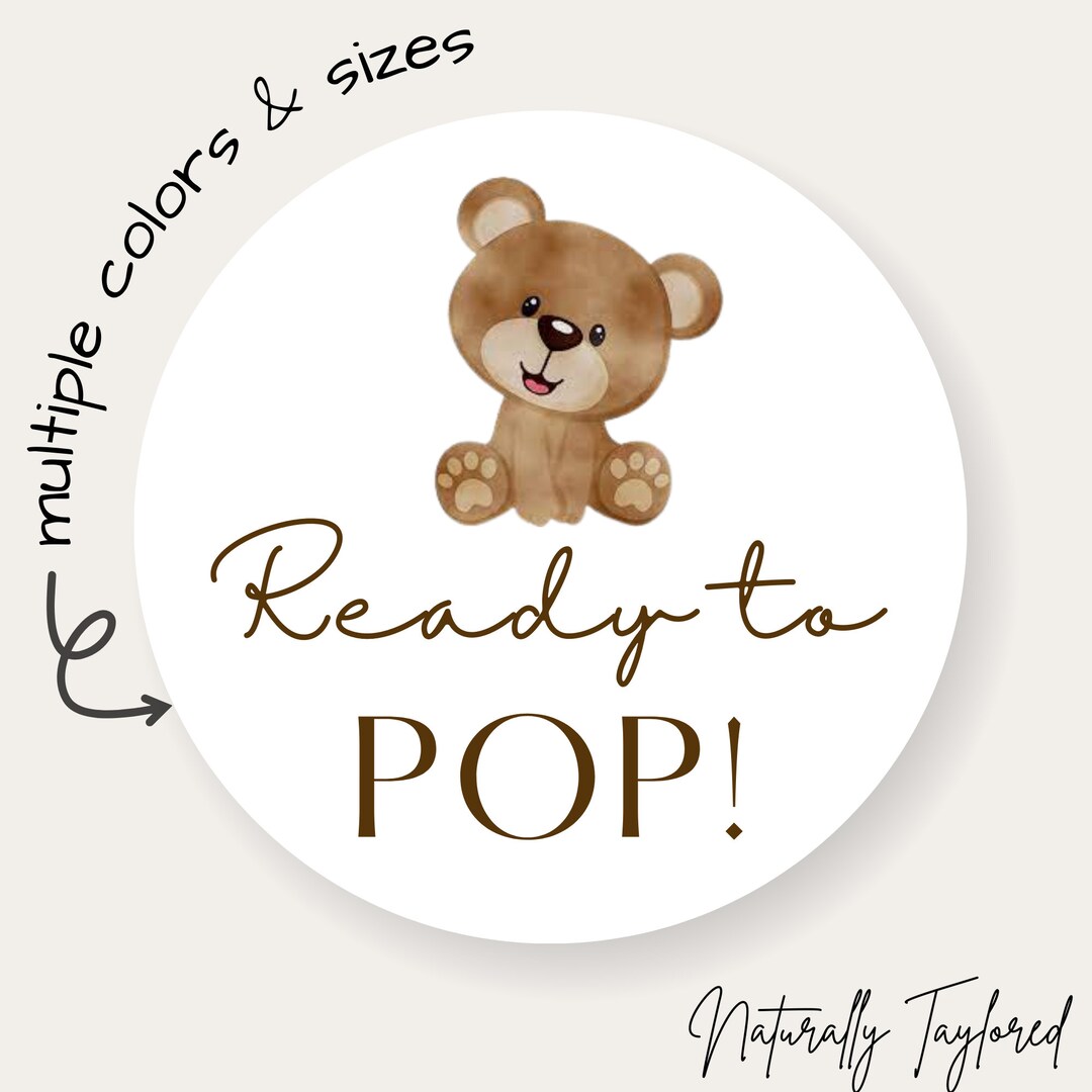 Ready to Pop Stickers, A10, Popcorn Labels for Baby Shower, Teddy Bear ...