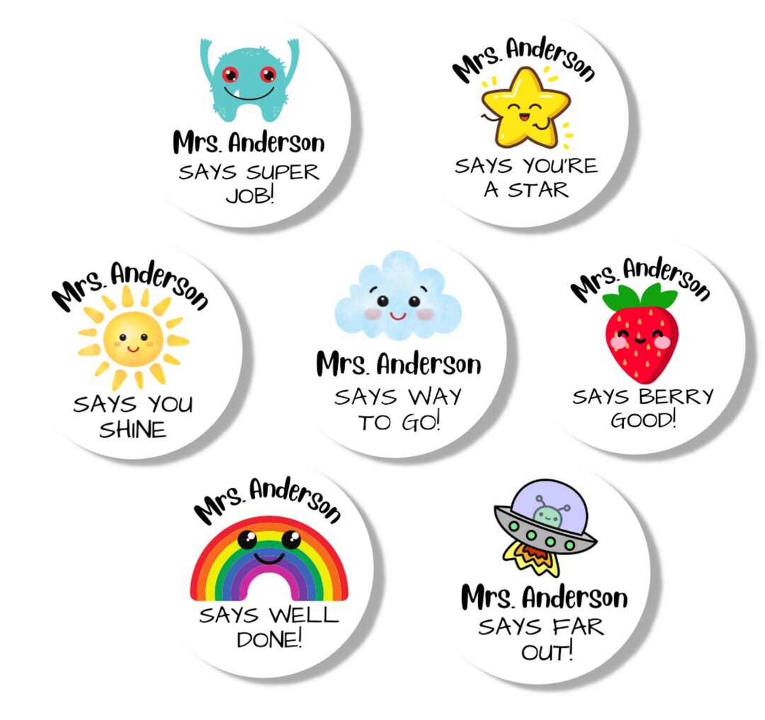 T01, 126 Teacher Stickers, Personalized Good Job Sticker, Personalized ...