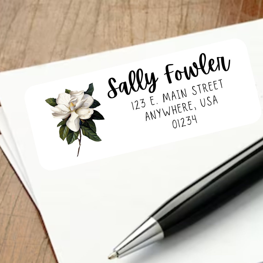 Magnolia Address Labels, Vintage Magnolia Return Address Labels, Floral ...