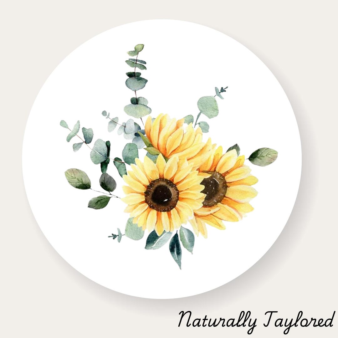 S03, Greenery Sunflower Envelope Seal Stickers, Botanical Envelope Seal ...