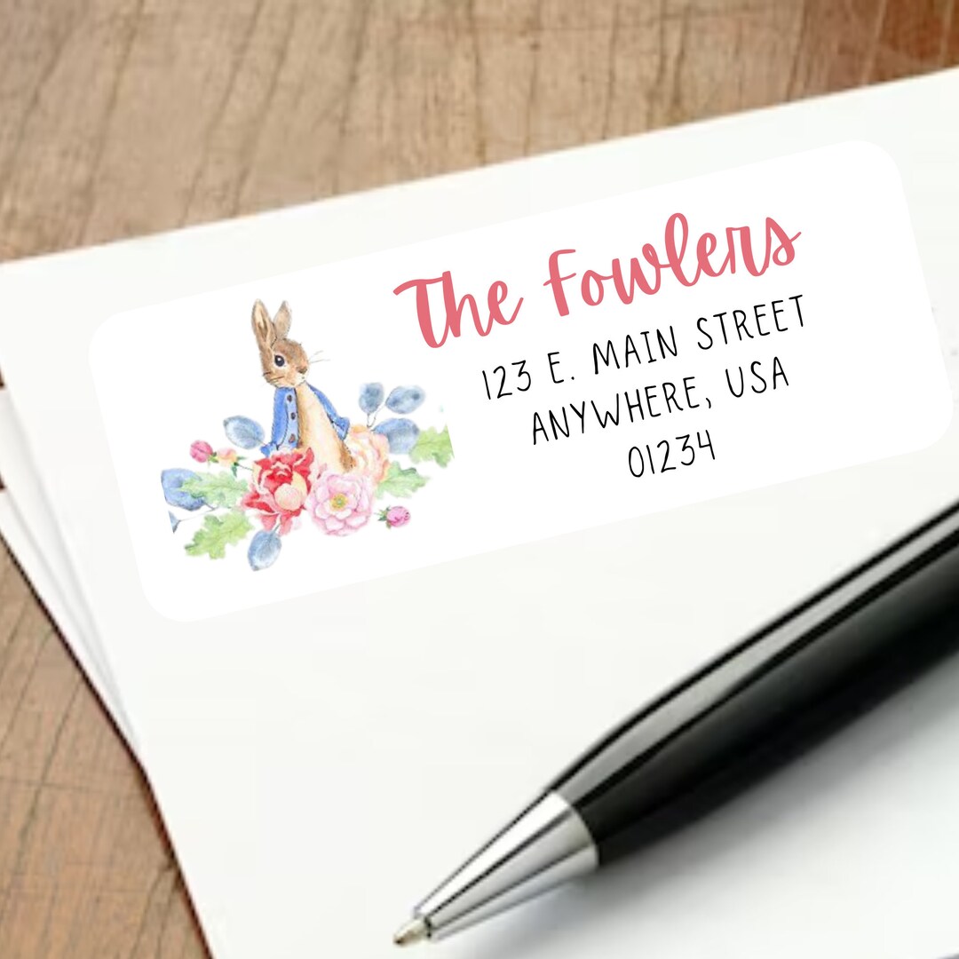 Floral Peter Rabbit Address Labels, Peter Rabbit Baby Shower Return ...