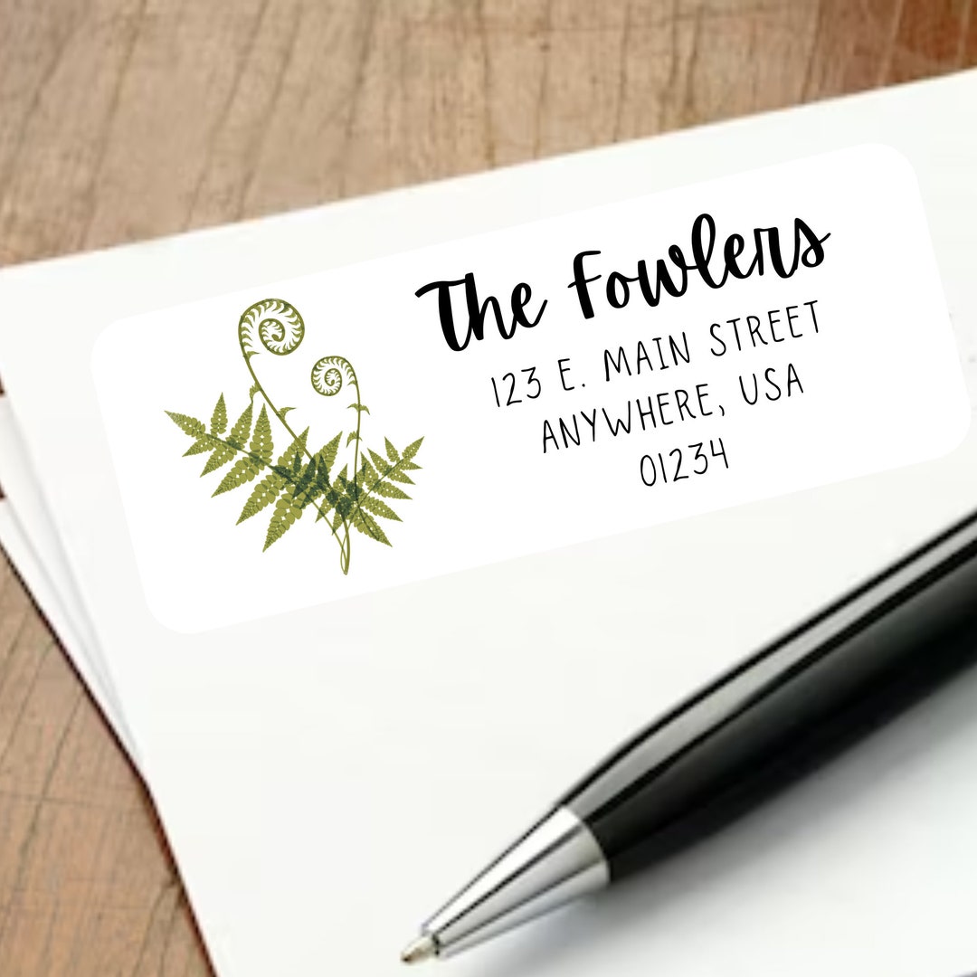 Fiddlehead Fern Address Labels, Watercolor Fern Return Address Stickers ...