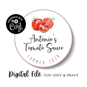A84, Instant Editable PDF, Tomato Sauce Labels, Canning Jar Labels ...