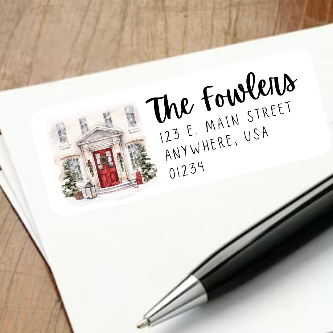 Christmas House Address Labels, Winter Door Return Address Sticker ...