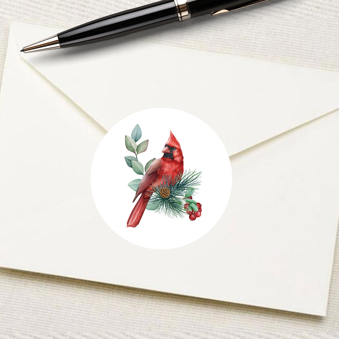 S13, Cardinal Envelope Seal Stickers, Winter Cardinal Envelope Seal ...
