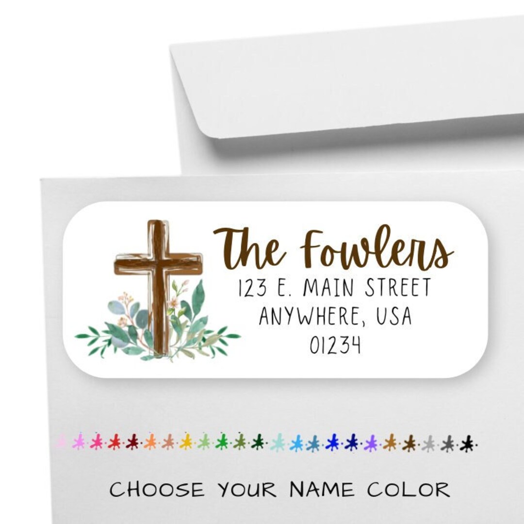 Church Address Labels, Cross Return Labels, Christian Church Labels ...
