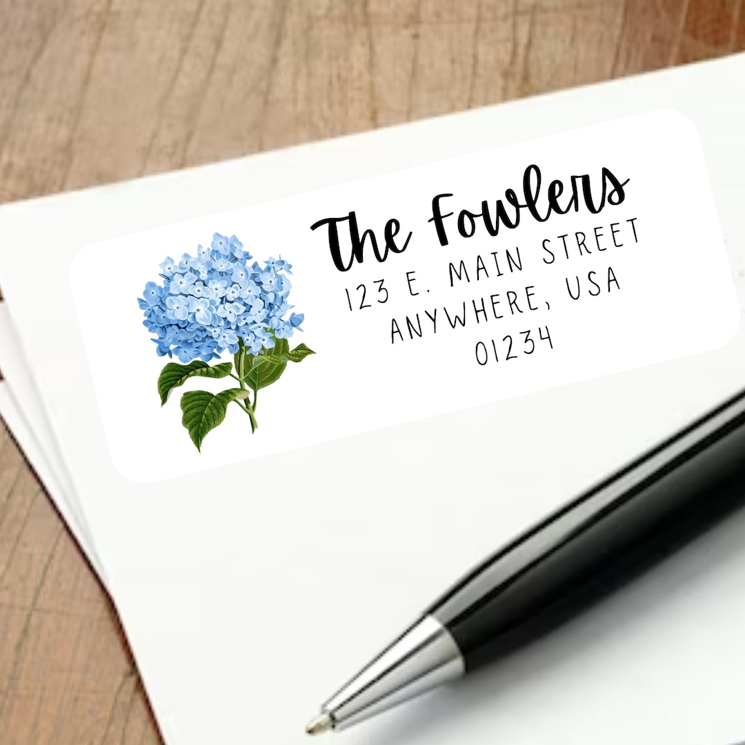 Blue Hydrangea Address Labels, Vintage Hydrangea Return Address Labels ...