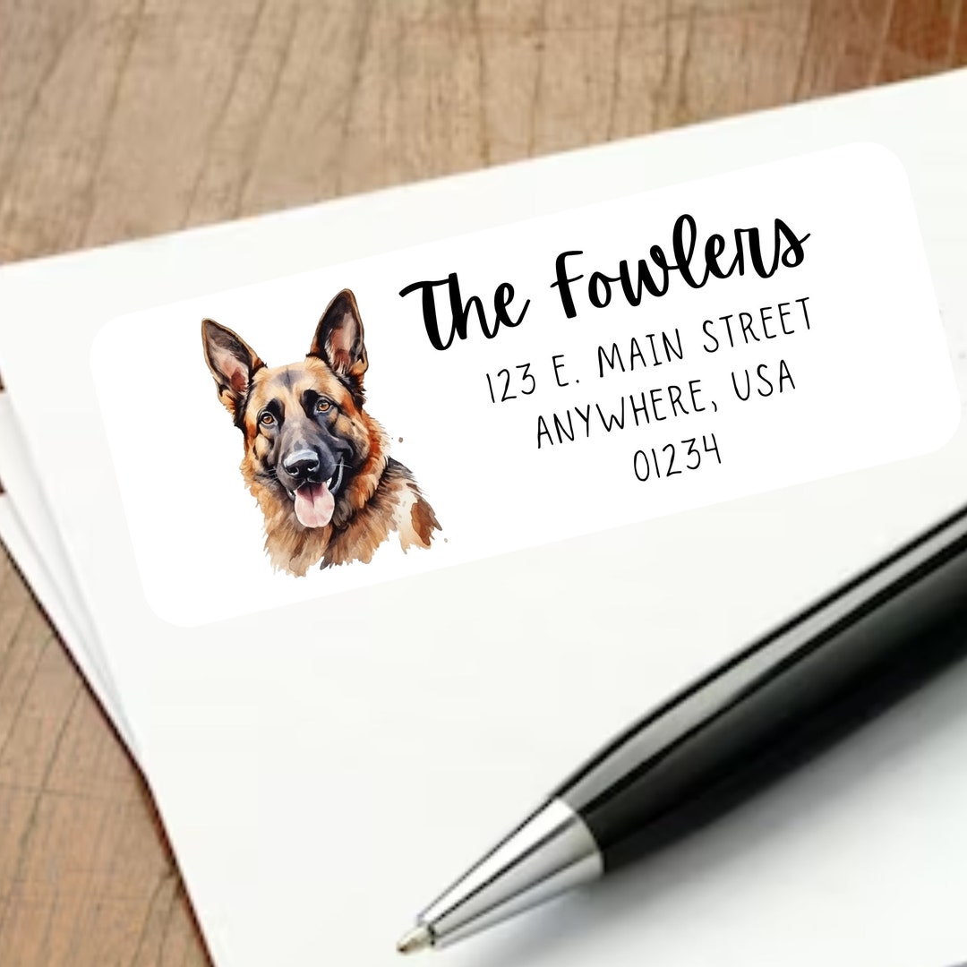 German Shepherd Address Labels, Watercolor German Shepherd Labels ...