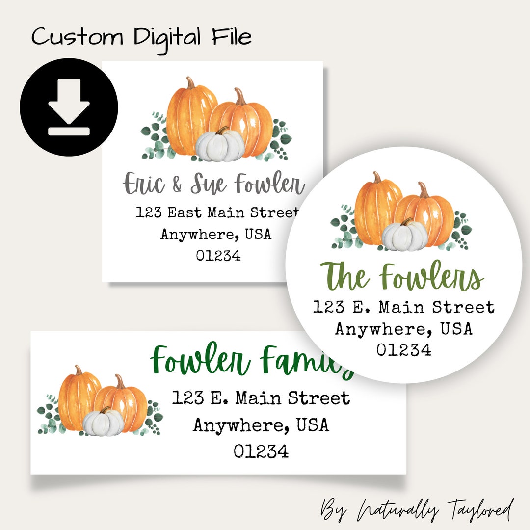 Greenery Pumpkin Address Labels, Digital Download Baby Shower Address ...