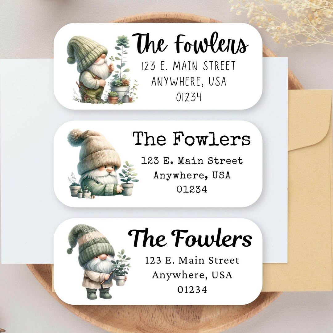 Gnome Address Label Set, House Plant Address Labels, House Plants ...