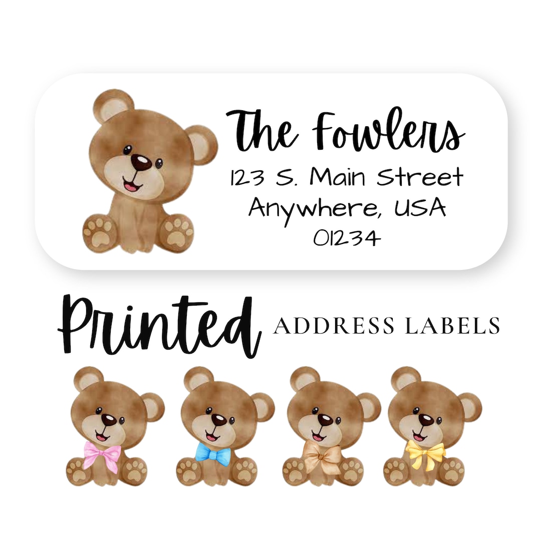 Teddy Bear Return Address Labels, Teddy Bear Address Stickers, Brown ...