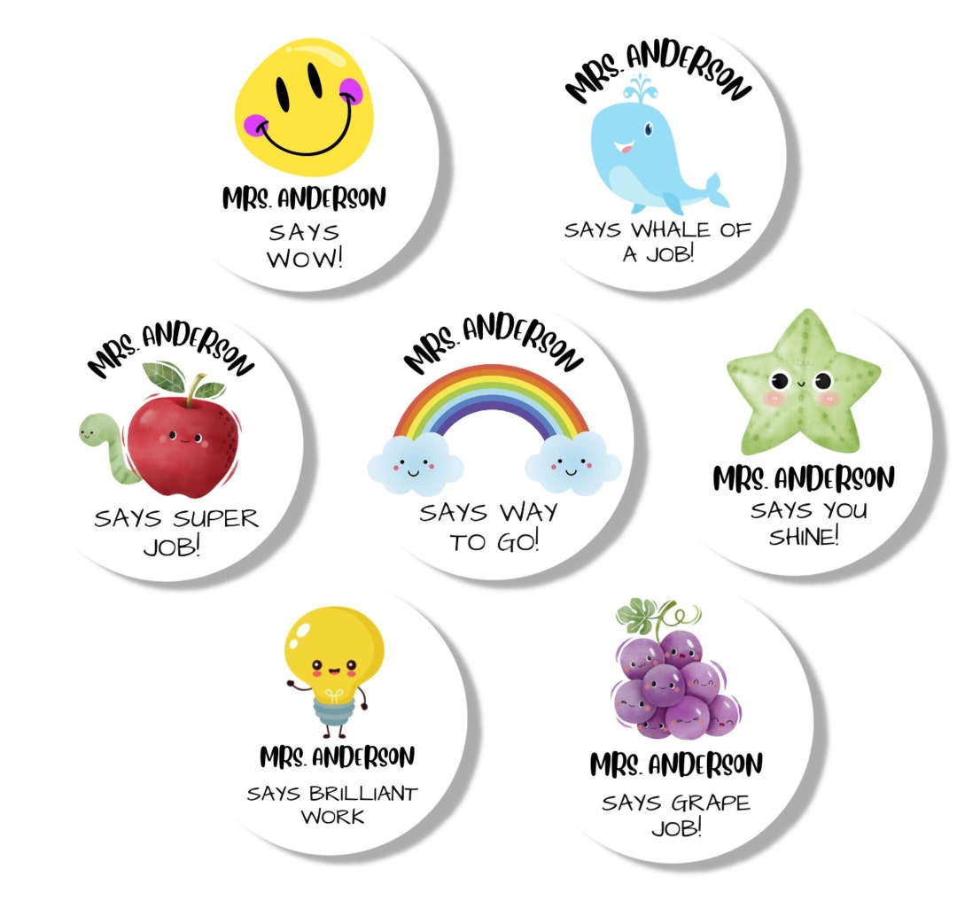 T18, 126 Teachers Sticker Set, Personalized Great Job Stickers, Rainbow ...