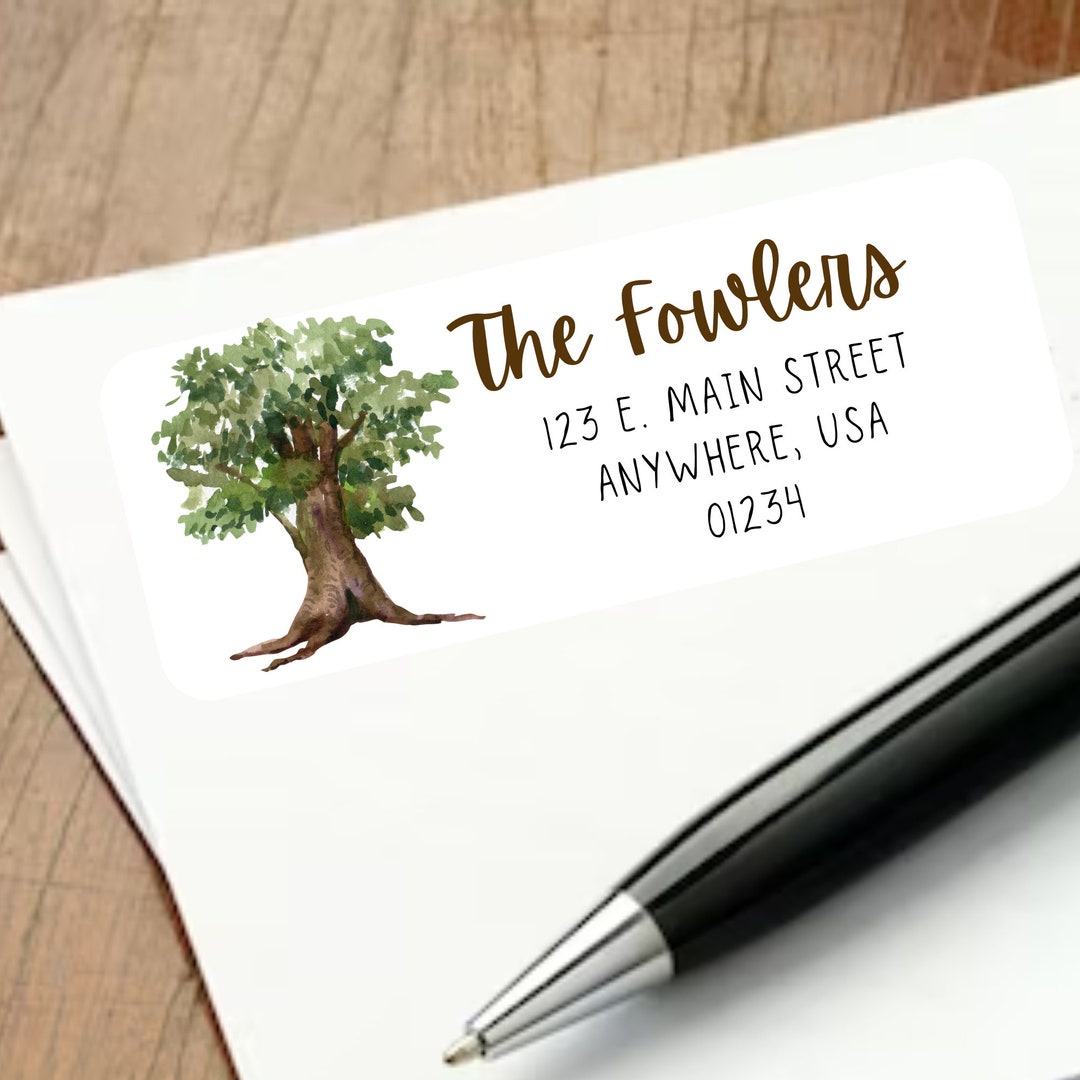Watercolor Tree Address Labels, Tree Return Address Stickers, Tree ...